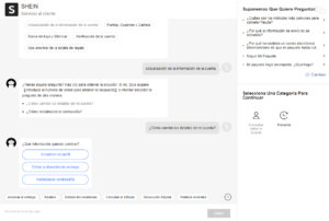Chat de atención al cliente en Shein